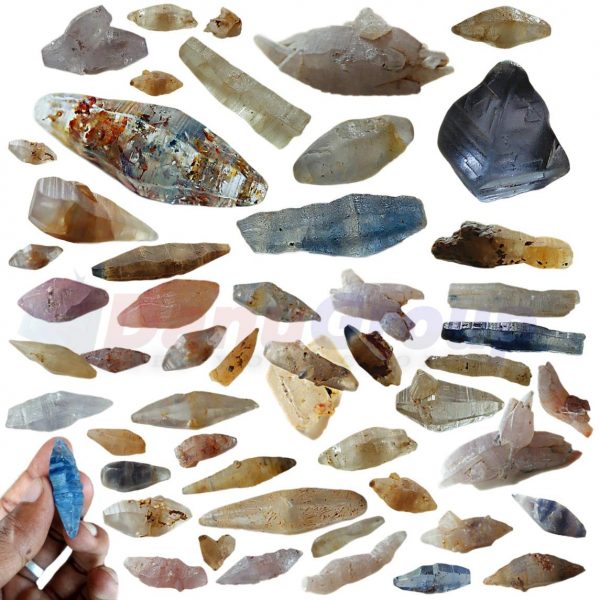 Various Shapes of Ceylon Sapphire Crystals from Sri Lanka - Danu Group