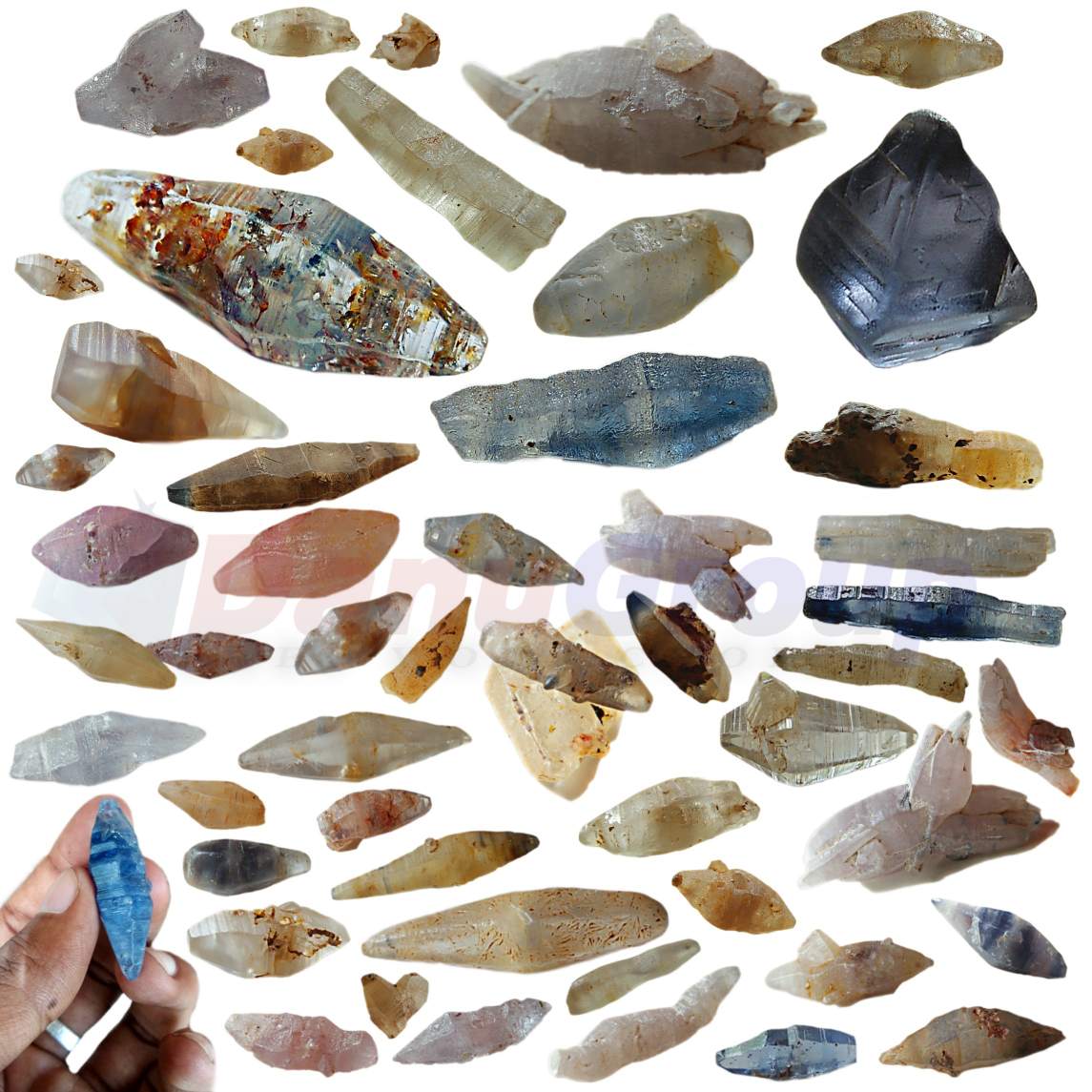 Various Shapes of Ceylon Sapphire Crystals from Sri Lanka - Danu Group